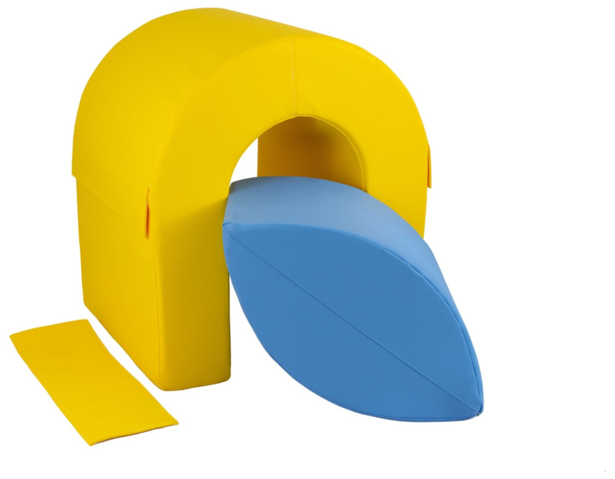 Bro + Balance Bold, Blød Skum - Gul/Blå - Skum Rutsjebane - Bonlulu.dk